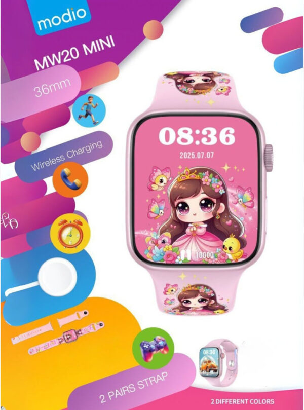Smartwatch Modio MW20 Mini pour filles et garçons avec 2 bracelets ...